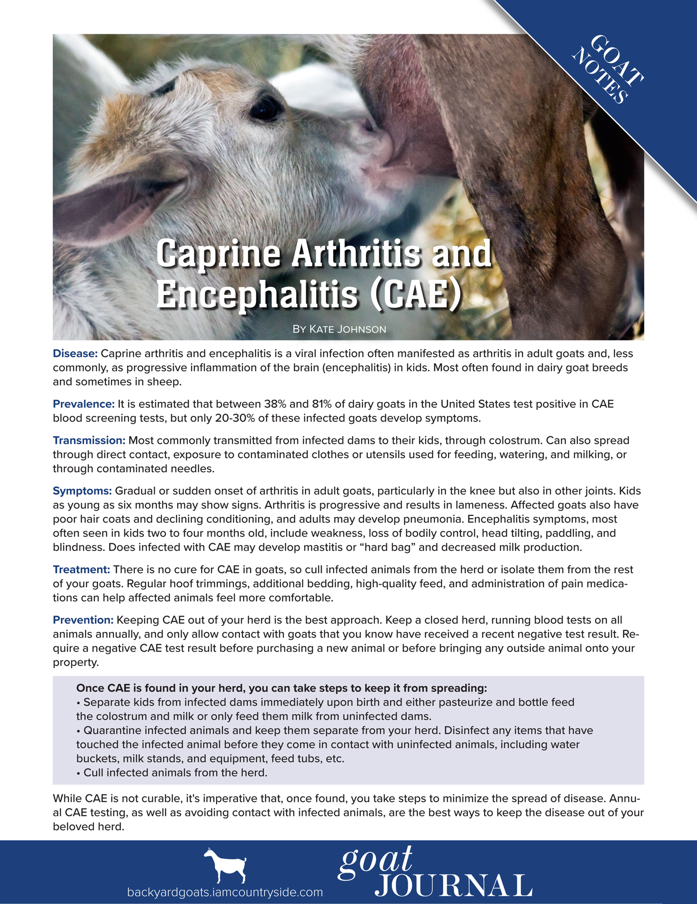 Caprine Arthritis and Encephalitis (CAE) - Goat Journal